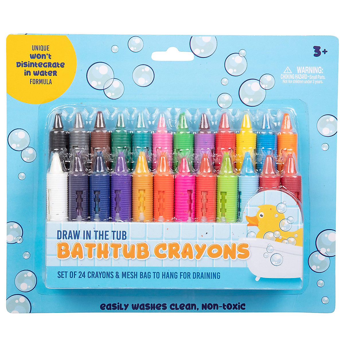Bath Crayons Super Set - Set of 24 Draw in the Tub Colors with Bathtub Mesh Bag - Non-Toxic, Safe for Children, Won't Disintegrate in Water - Art Project gift for Kids and Toddlers