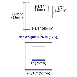 Angle Simple Bathroom Towel Hook 2 PCS, SUS304 Stainless Steel Bath Towel Holder, Square Robe Hook for Wall, Brushed Nickel