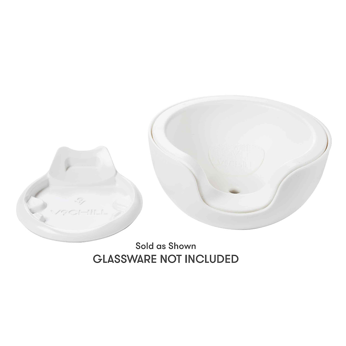 VoChill Stemless Wine Glass Chiller | Keep the Chill In Your Glass | Made in the USA | Separable & Refreezable Chill Cradle | Actively Chills Stemless Glassware | Quartz, Single Stemless