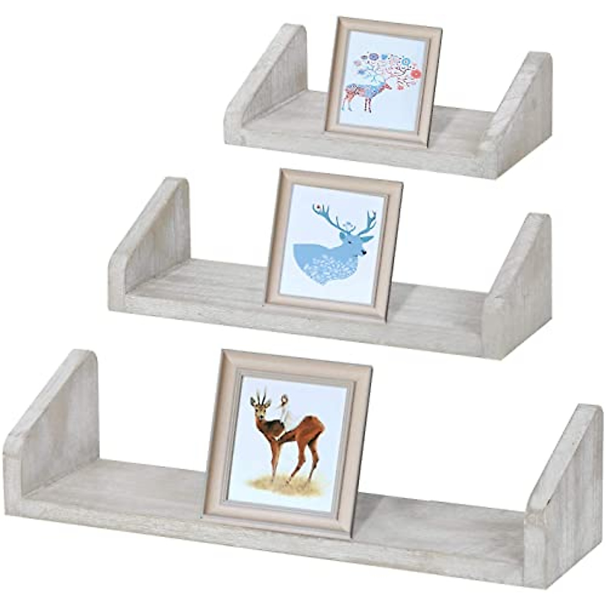 LIANTRAL Floating Wall Shelves, Set of 3 Wall Mounted Solid Wood Shelves, Floating Shelves for Bedroom Bathroom Living Room Kitchen, Shelves for Wall Decor Hanging Shelves