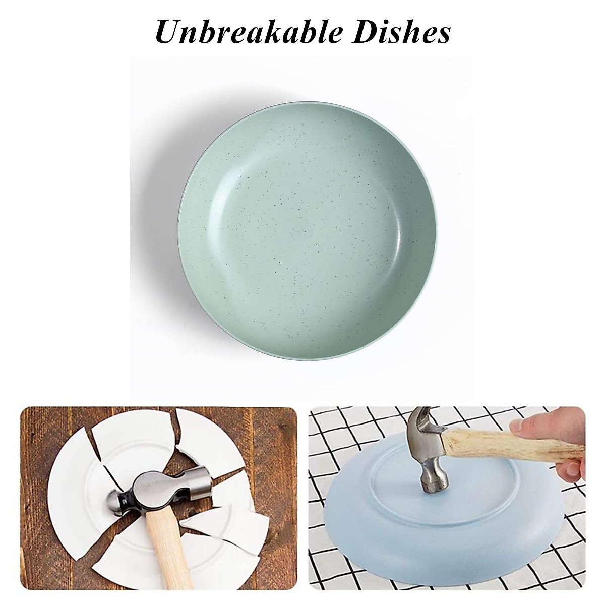WANBY Plastic Plates 10 Pcs Lightweight 5.6" Plastic Plates Unbreakable Dinner Dishes Plates Set Dishwasher & Microwave Safe