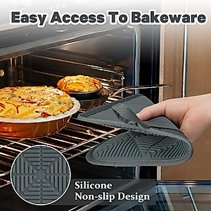 PIQUEBAR Pot Holders Heat Resistant 450℉ Oven Hot Pads Anti-Slip Silicone Potholder with Cotton Pockets, Multipurpose Trivets for Kitchen Cooking, Baking 2 Pack (Dark Gray)