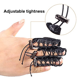 MiOYOOW Archery Glove, Adjustable Portable Three Finger Gloves Archery Accessories for Recurve Compound Bow