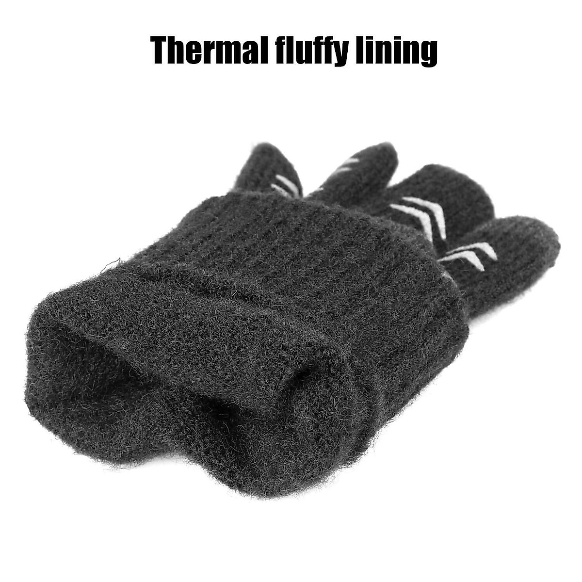 OZERO Winter Gloves Men Women Thermal Knit Touchscreen Running Texting Black