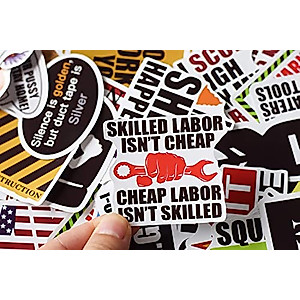 Big 200pcs Pack Funny Hard Hat Stickers for Helmet Tool Box, Vinyl American Patriotic Decals for Men Labor Construction Ironworker Welder Union Military Lineman Oilfield Electrician Pipeliner Ibew