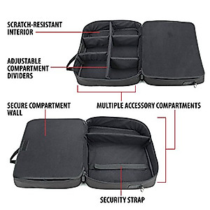 USA GEAR Console Carrying Case - PS4 Case Compatible with Playstation 4 Slim, PS4 Pro, and PS3 - Customizable Interior Store PS4 Games, PS4 Controller, PS4 Headset, and More Gaming Accessories (Black)