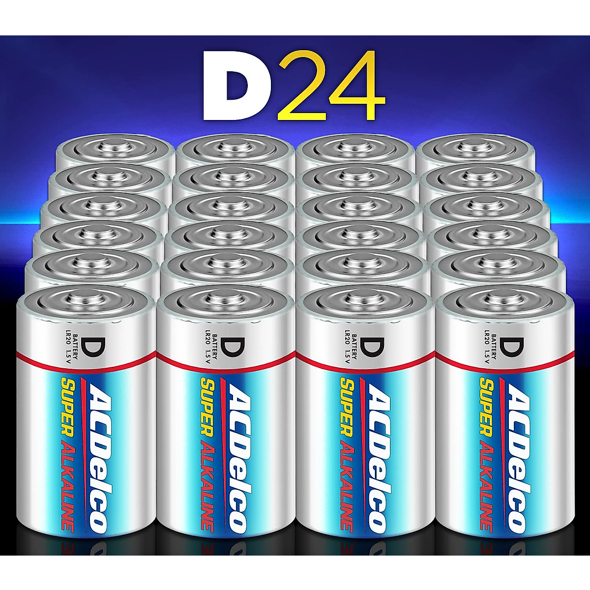 Powermax ACDelco 24-Count Size D Cell Alkaline Batteries Super Alkaline Battery 7-Year Shelf Life Reclosable Packaging
