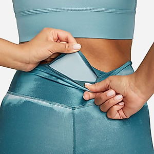 Nike Women's Mid Rise 7/8 One Luxe Leggings (US, Alpha, Small, Regular, Regular, Ash Green/Rush Orange/Clear)