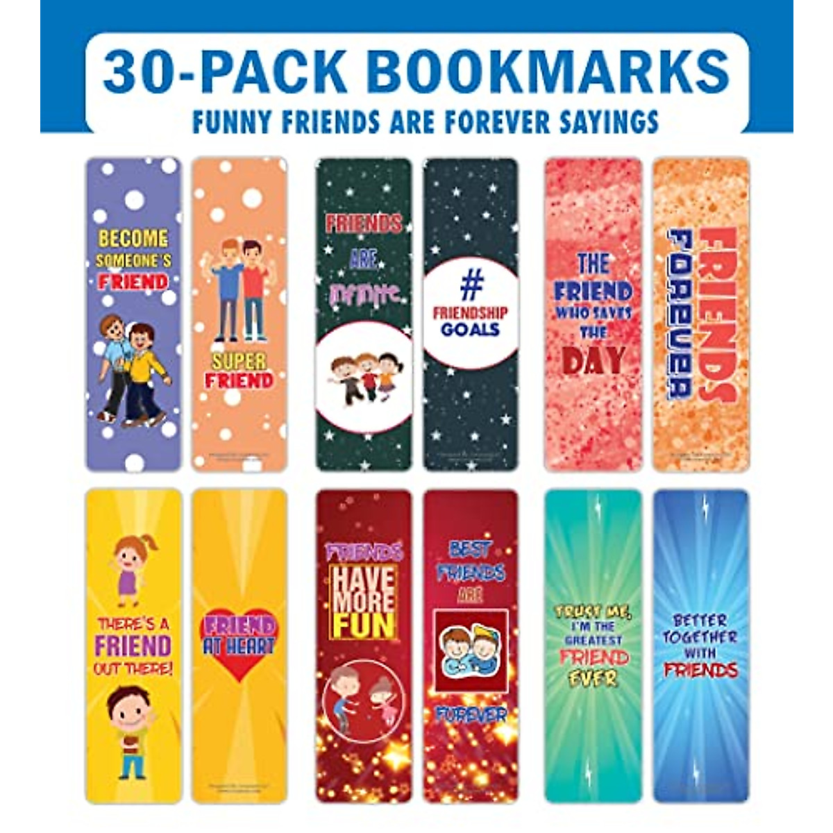 Creanoso Friends are Forever Bookmarks (5-Sets X 6 Cards) – Daily Inspirational Card Set – Interesting Book Page Clippers – Great Gifts for Adults and Professionals