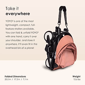 BABYZEN YOYO2 Stroller - Lightweight & Compact - Includes Black Frame, Ginger Seat Cushion + Matching Canopy - Suitable for Children Up to 48.5 Lbs