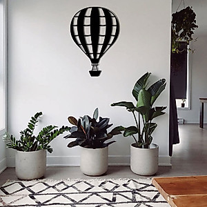 Hot Air Balloon Metal Wall Art, 3D Silhouette Decoration of Living Room, Stylish Metal Wall Hanging Black Decoration, Suitable for Home Decoration of Restaurant Coffee Shop