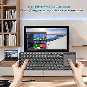 Arteck Universal Backlit 7-Colors Bluetooth Touch TV Keyboard with Easy Media Control and Build-in Touchpad for TV-Connected Computer, Smart TV, Desktop, Laptop, iPad, Surface, Tablet, HTPC
