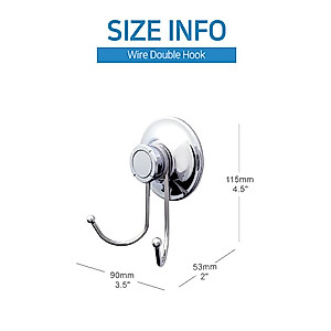 HOME&I Double Vacuum Suction Cup Hooks for Shower Loofah Towel Washcloth, Bathrobe,Stainless Steel 2 Pack (2 Pack)