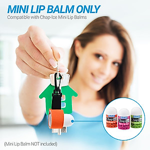 Chap-Ice® | 12-Count Assorted Mini Lip Balm Pack & 1 Lip Balm Keychain with Swivel Clip | Made in USA | 4 Flavors - Cherry, Citrus Orange, Kiwi Lime, & Beeswax (0.10oz/3g Each)