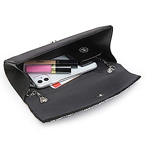 Dasein Women Satin Evening Bags Clutch Purses Wedding Purse Formal Handbags Party Prom Clutches with Rhinestone(Black)
