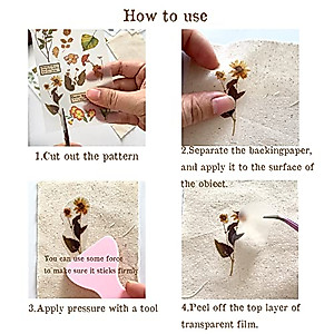 Vintage Rub on Transfers Stickers, 4 Pack Transfer Stickers Flowers Scrapbooking Stickers for Paper, Fabric, Mugs, Junk Journals, Bullet Journals, Scrapbooking Materials, Planners, Wedding Scrapbook