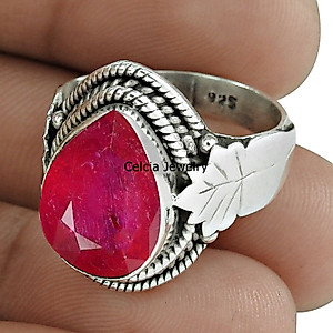 Natural Ruby Gemstone Amazing July Birthstone Ring, Solid 925 Sterling Silver Ultimate Handmade jewelry for Women, Statement Ring, Unique Gifts for Her