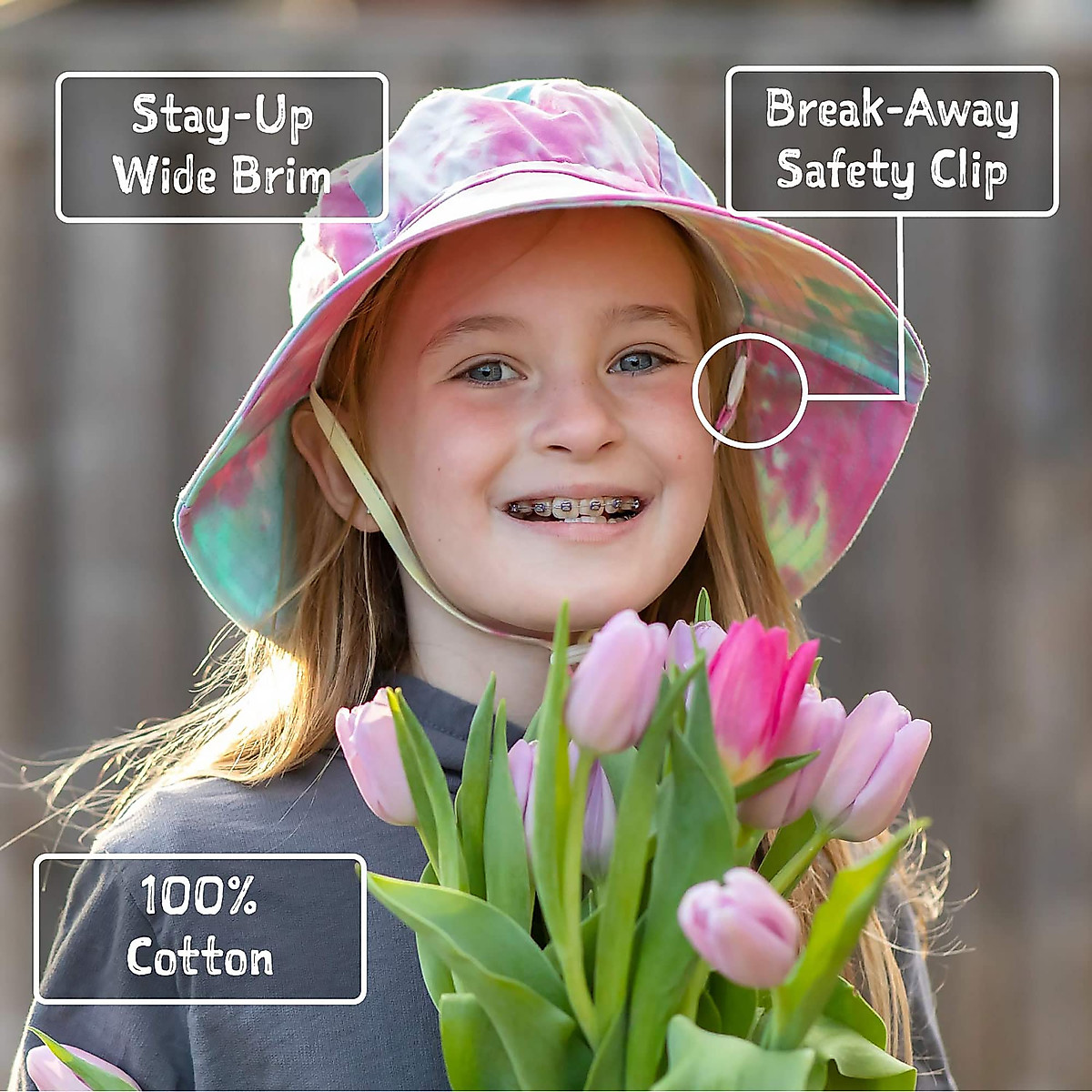 JAN & JUL UV Protection Infant Bucket Hat for Girl, Adjustable (S: 0-6 Months, Purple Daisy)