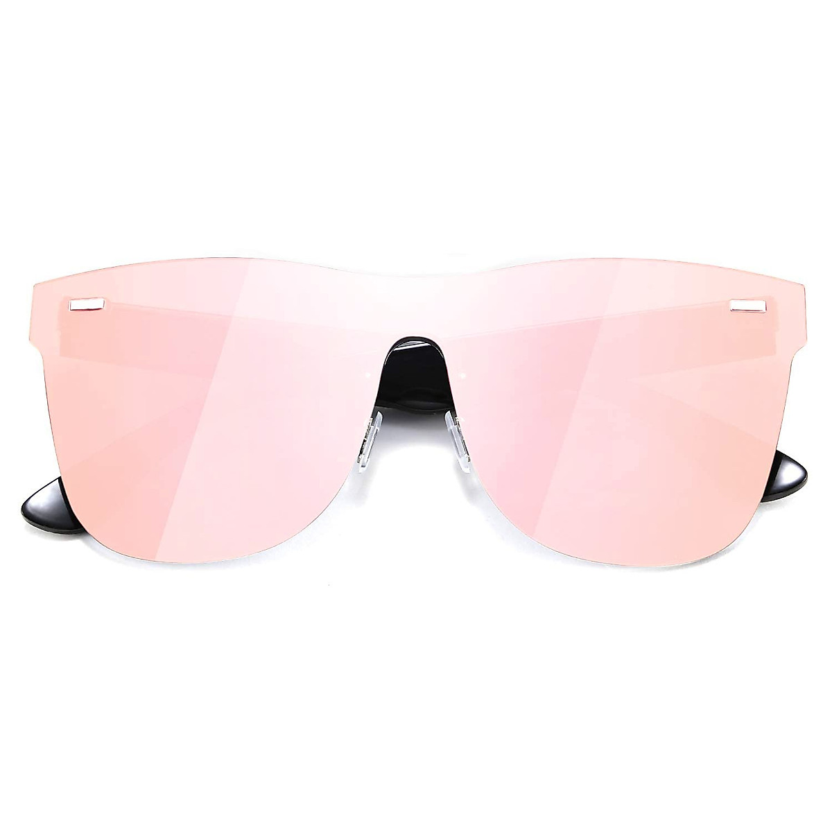 FEISEDY Mirrored Rimless Sunglasses One Piece Lens Reflective Sunglasses for Women Men B2647