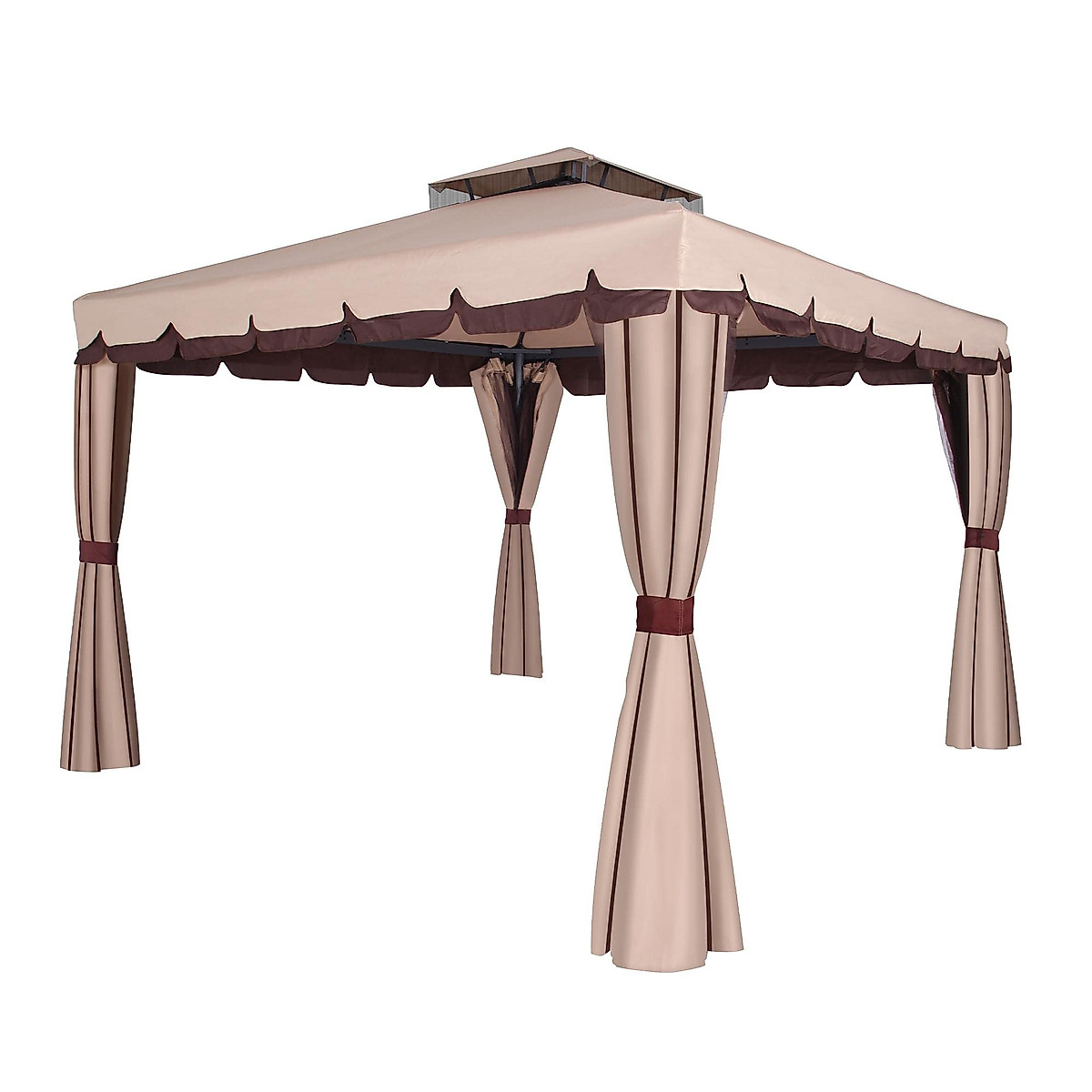 GARTOO 10'x13' Outdoor Patio Gazebo - Aluminum Frame Porch Gazebo with Polyester Roof & Zipper Curtains, Best for Garden, Lawn, Backyard Deck