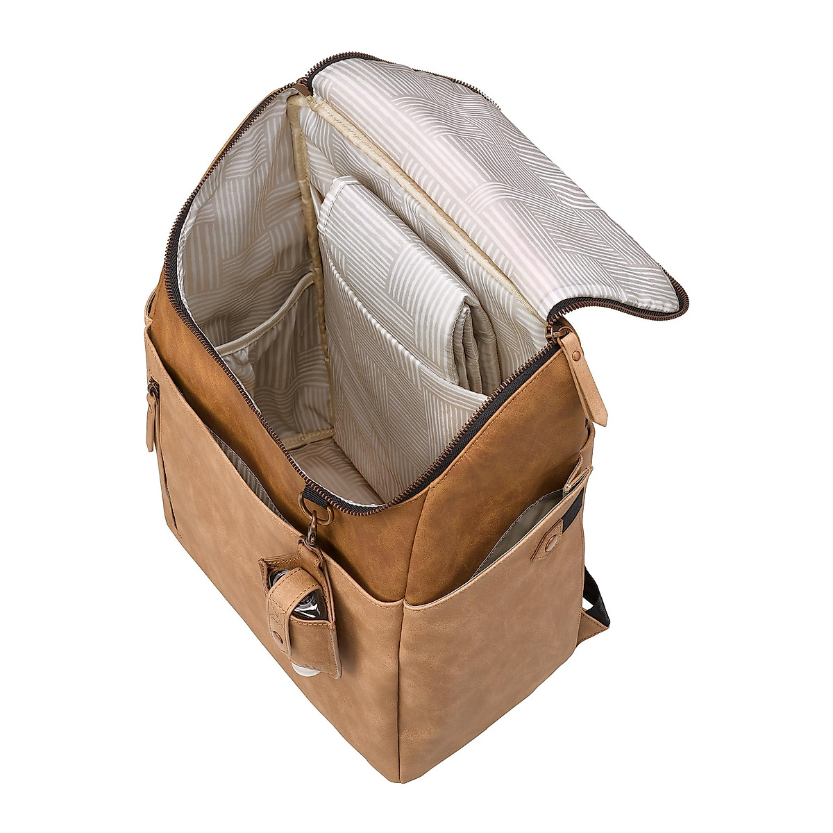 Petunia Pickle Bottom Tempo Backpack, Designed for Busy Families, Attaches to Stroller or Suitcase, Spacious Main Compartment, Brioche