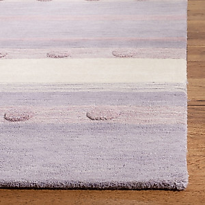 SAFAVIEH Kids Collection Area Rug - 5' x 8', Light Purple & Ivory, Handmade Stripe Wool, Ideal for High Traffic Areas in Living Room, Bedroom (SFK801V)