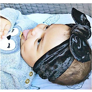 11 Pack Velvet Baby Girl Headbands with Hair Bows Knotted Headwraps 5" Bow Hair Bands for Babies Infant Newborn Kids