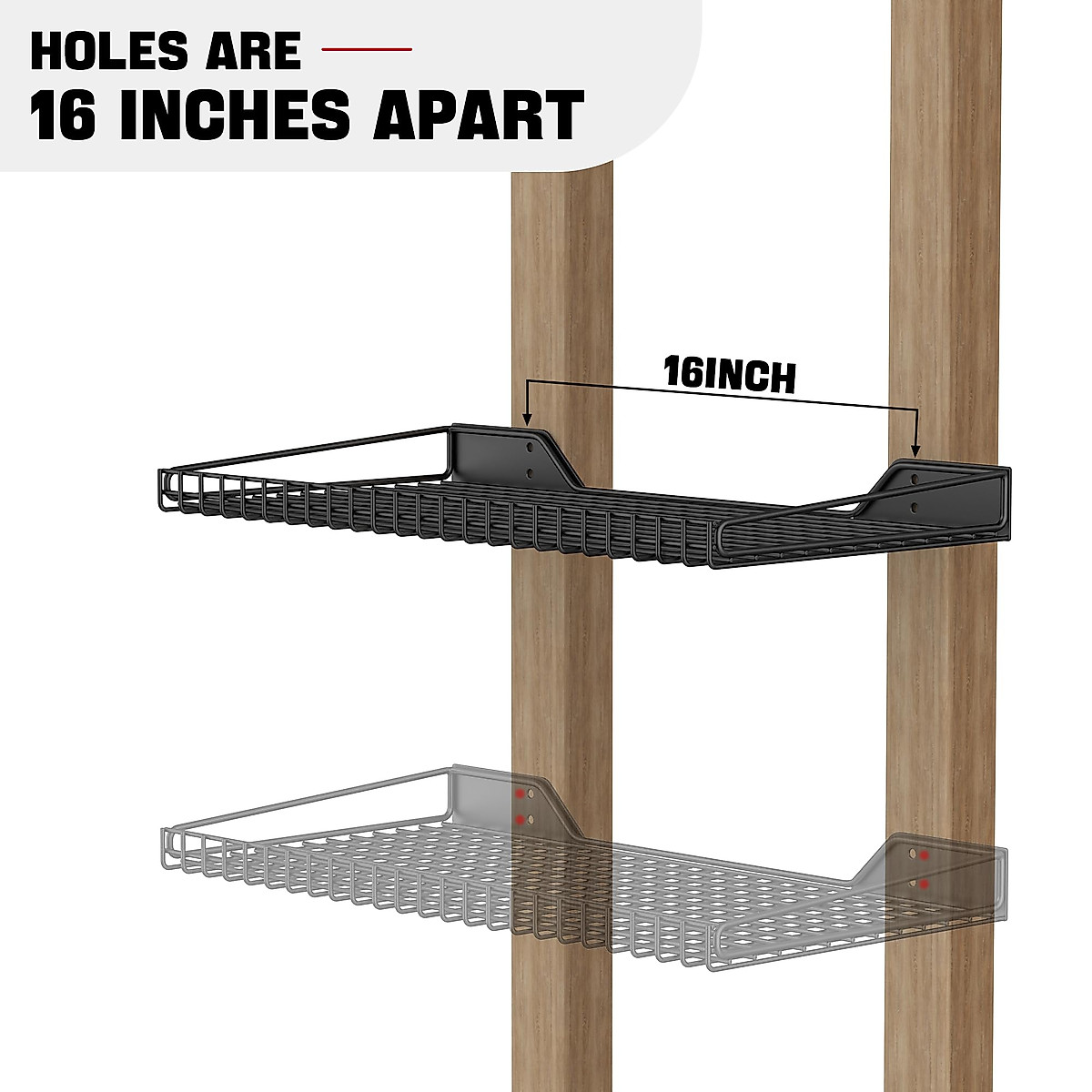 Ultrawall Wall Mounted Storage Shelf for Garage, 2 Pack Metal Shelf Rack, Heavy-Duty Wall Organizer Shelves Suitable for Shop, Shed, Garage 23.5inch x 12inch