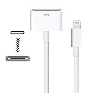 Apple Lightning to 30 Pin Adapter,MFi Certified 8 Pin Male to 30 Pin Female Connector Converter with iPhone Lightning Charger Cable Cord Compatible iPhone 12 11 X 8 7 6P 5S 4S 4 3 3G/iPad/iPod White