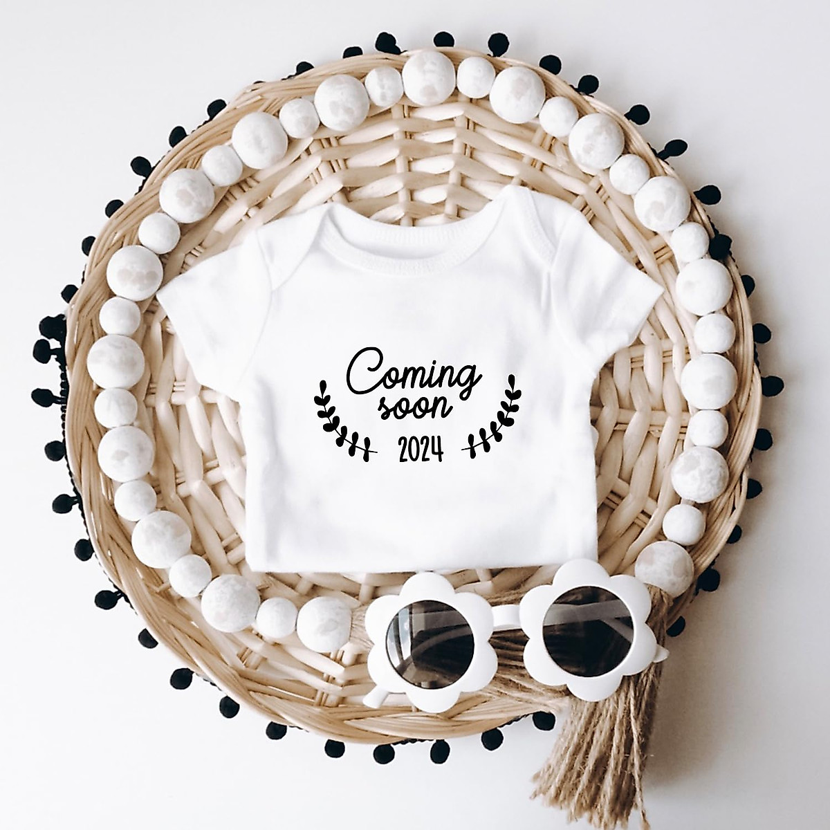 Organic GOTS Certified Baby Onesie Unisex Bodysuit 0-18 months - Coming Soon [YEAR] | Pregnancy Announcement (Coming Soon [YEAR], 0-3 Months)
