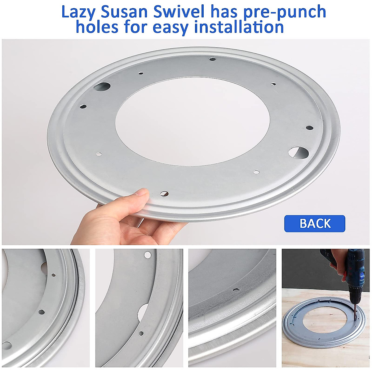 12-Inch Heavy Duty Lazy Susan Hardware, 6.3/16'' Thick Rotating Bearing Plate with 1000lbs Capacity, Lazy Susan Turntable Bearing for 360 Degree Rotating Table, Serving Tray