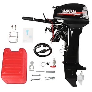 awolsrgiop 2 Stroke 18HP Outboard Motor Gas-Powered Water Cooling Boat Engine Long Shaft Tiller Control 246CC Heavy Duty Fishing Boat Kayak Engine Outboard Motors Boat Engine Motor