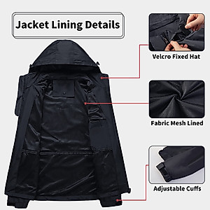 Kugnala Mens Lightweight Rain Jacket Waterproof Rain Coat Hooded Windproof Windbreaker Jackets for Men Hiking Cycling Black XL