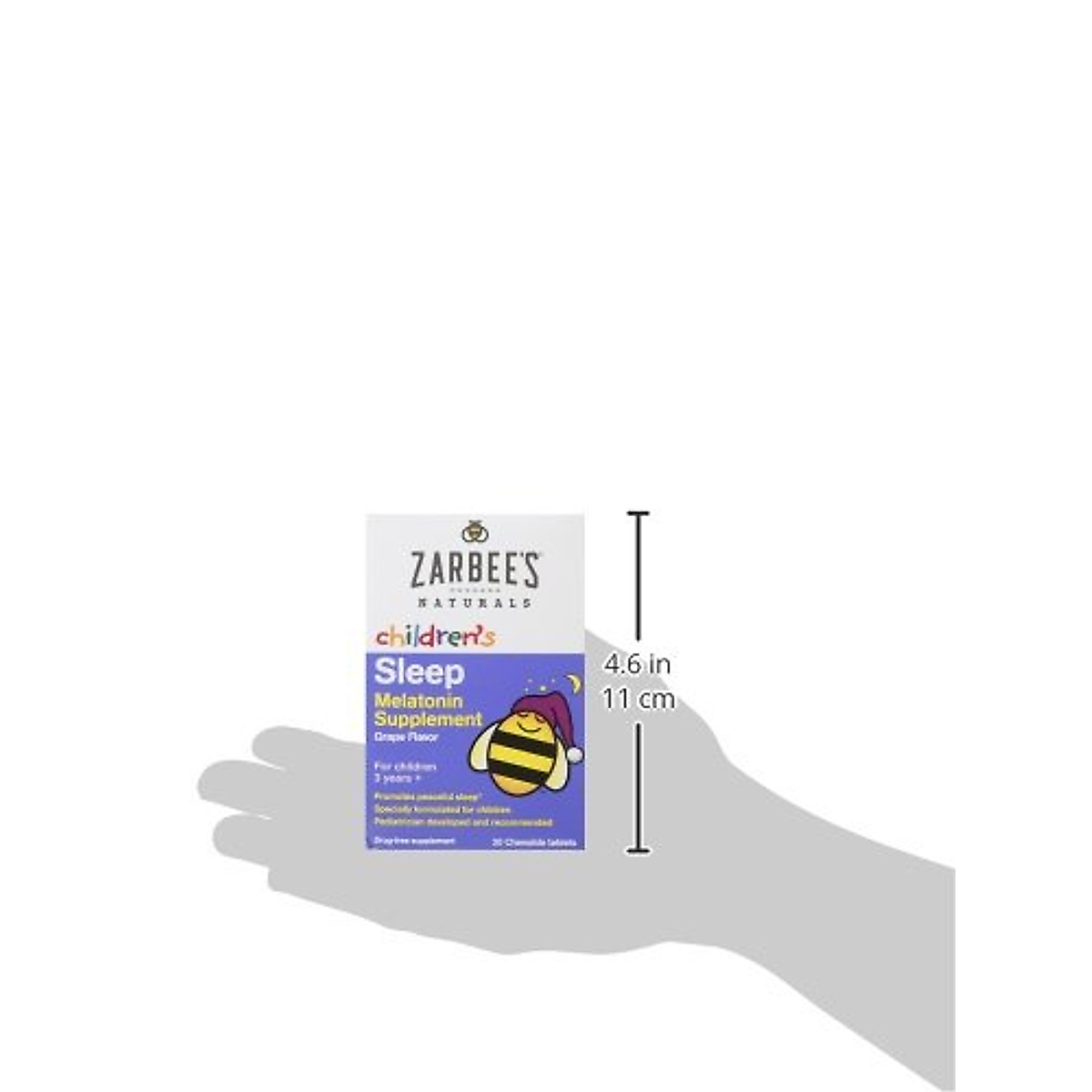 Zarbee's Kids 1mg Melatonin Chewable Tablet, Drug-Free & Effective Sleep Supplement, Easy to Take Natural Grape Flavor Tablets for Children Ages 3 and Up, 30 Count