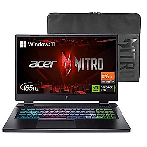 Acer Nitro 17 Gaming Laptop | AMD Ryzen 7 7735HS Octa-Core CPU | NVIDIA GeForce RTX 4070 Laptop GPU | 17.3" QHD 165Hz IPS Display | 16GB DDR5 | 1TB Gen 4 SSD | Wi-Fi 6E | RGB Backlit KB | AN17-41-R7GT