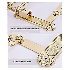 Towel BAR Rack Bathroom Towel Rack Wall Mounted Towel Holder,Bronze Bath Towel Rack,Bathroom Movable Rack Towel Rack with Towel Bars and 4 Hooks,Stainless Steel Bathroom Towel Shelf/Color/Gold (Color