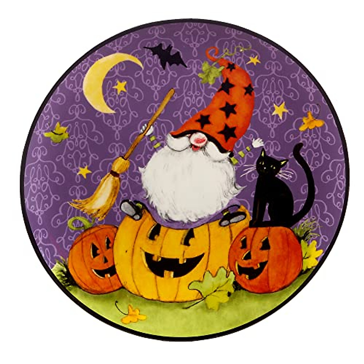 Certified International Halloween Gnomes 9" Salad/Dessert Plates, Set ot 4, Multicolor