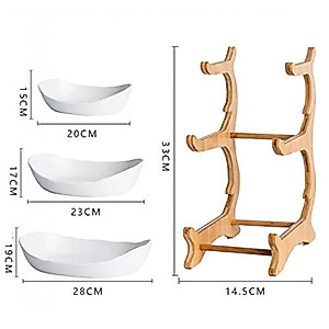 3 Tier Fruit Basket, Ceramic Fruit Bowl for Kitchen Counter, Home Fruit Bowl Set with Holder for Fruit Veggies Tray Snacks Nuts Bread Candy Storage Holder (White porcelain)