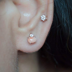 Angel Skin Coral Stud Earrings, Pink Coral Jewelry, Minimal Earrings, 14k Gold / 14k Gold Filled Pink Earrings, Oval Coral Gemstone Stud Earrings