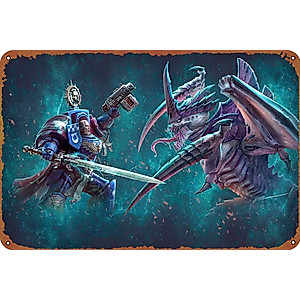 Captain vs. Tyranid Prime physical culture Poster Signs 8 x 12 Inch Decor Funny Chic Art Wall Decort Home Yard Signs Bar Hotel Cafe Pub Indoor Outdoor restauran