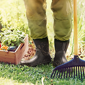 TIDEWE Rubber Boots for Men, 5.5mm Neoprene Insulated Rain Boots with Steel Shank, Waterproof Mid Calf Hunting Boots, Sturdy Rubber Work Boots for Farming Gardening Fishing (Black Size 9)