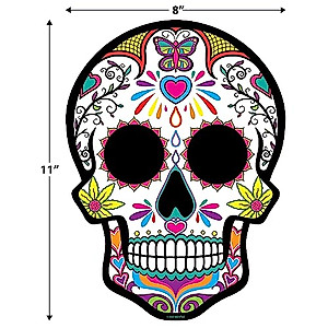 Beistle 6 Piece Corrugated Plastic Day Of The Dead Decorations Sugar Skull Yard Signs For Dia De Los Muertos Party Supplies Celebrations, Made In USA Since 1900
