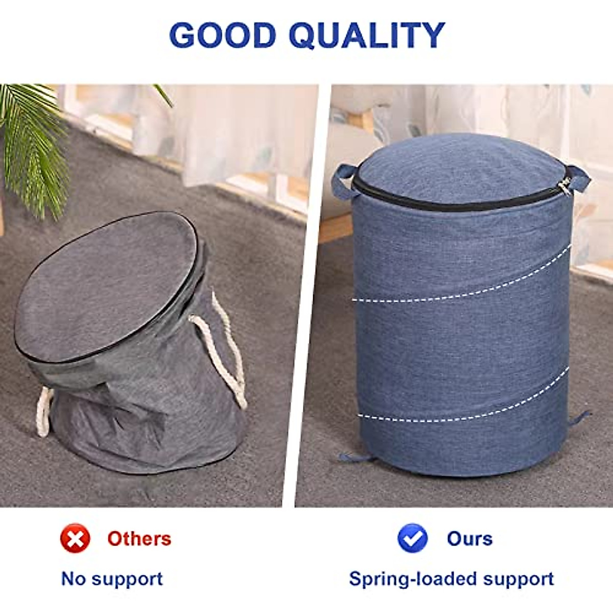 Toy Storage Baskets and Play Mats, Large Toy Organizer, Toy Storage Bags, Washable Drawstring Play Mat, Foldable Canvas Basket Suitable for Toy Bricks (Blue)