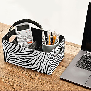 susiyo Zebra Print Pattern Storage Bins 2 Pcs Felt Storage Basket Foldable Organizer Bin for Office Closet
