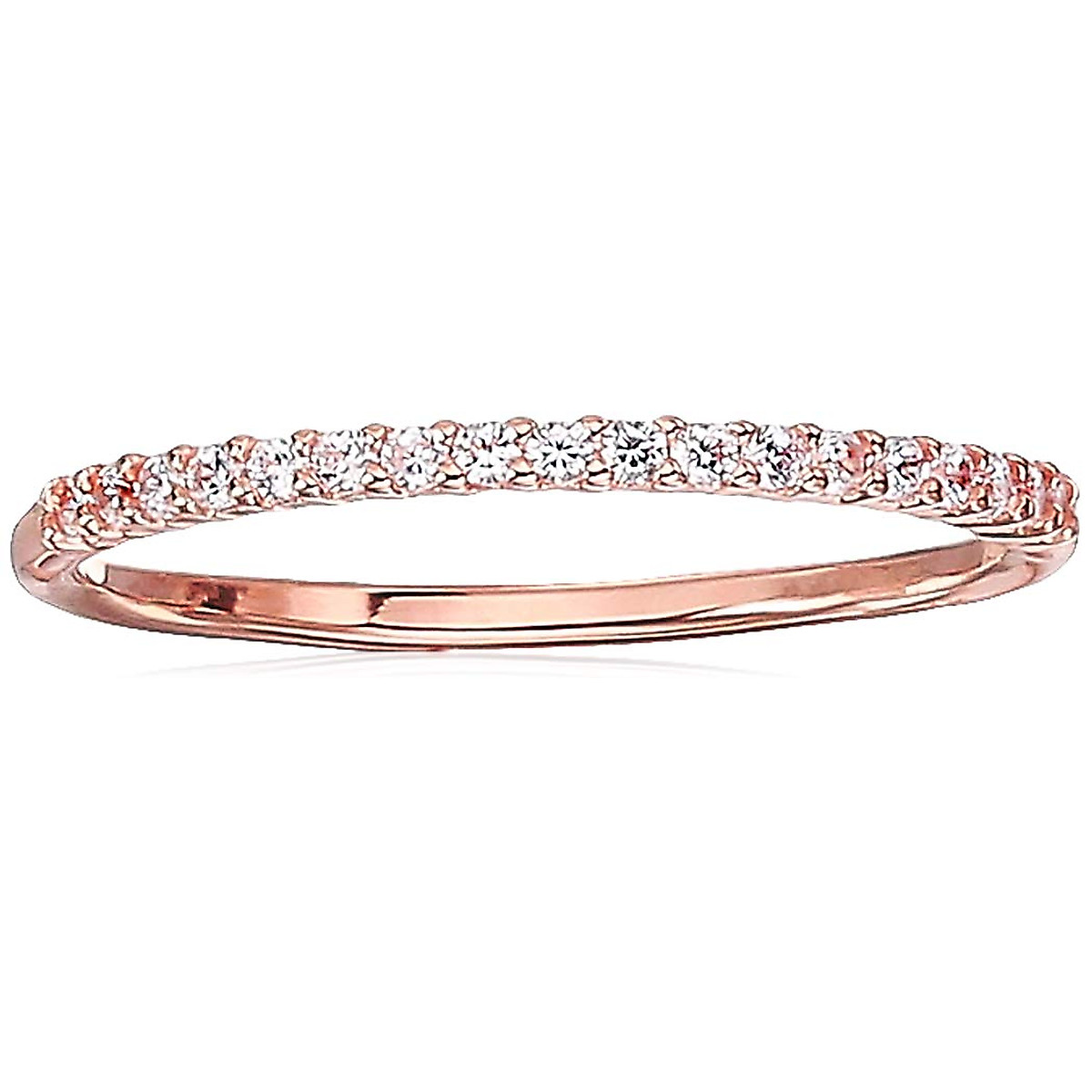 Amazon Essentials 14K Rose Gold Over Sterling Silver Cubic Zirconia Fashion Band Stackable Ring, Size 8 (previously Amazon Collection)