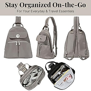 Baggallini Naples Convertible Small Daypack Sling Crossbody, Sterling Shimmer
