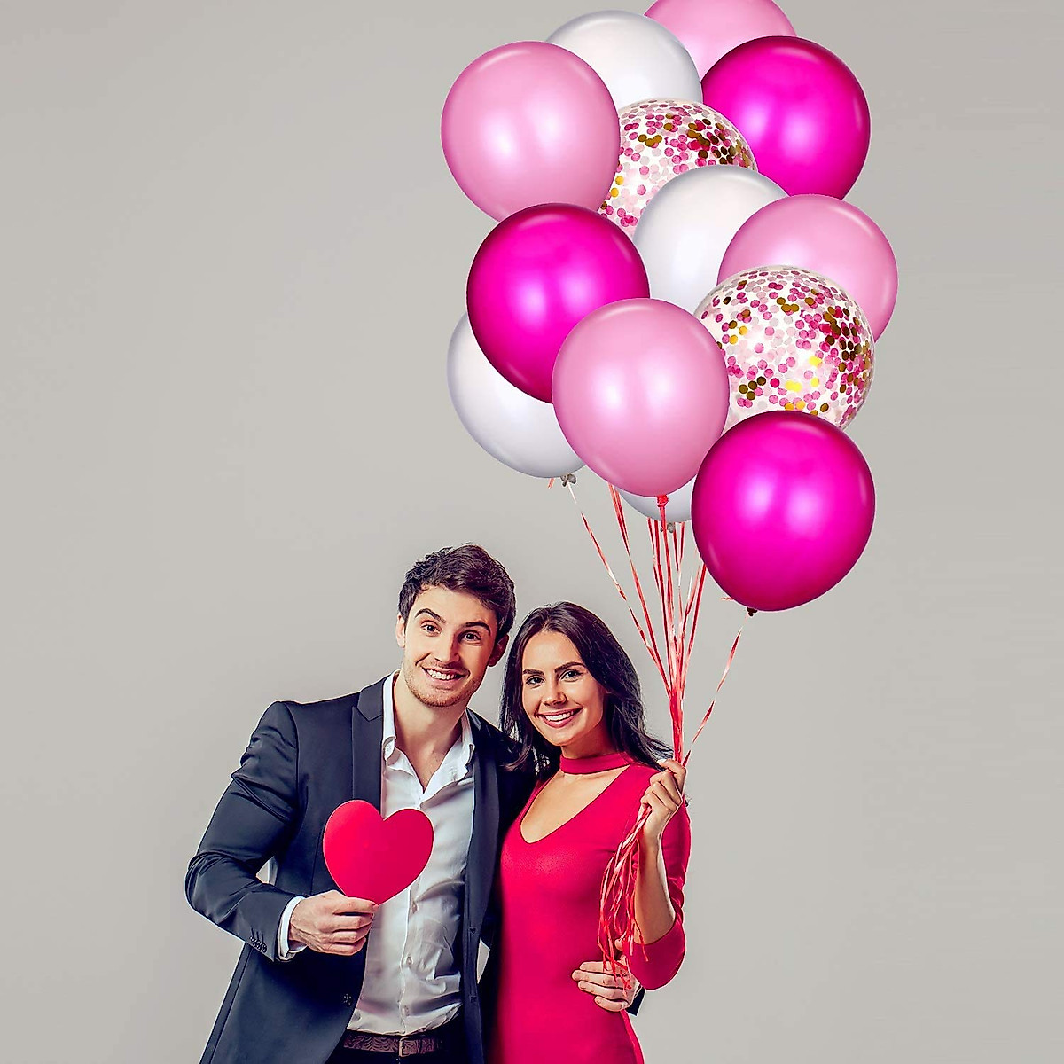 zorpia 50pcs Rose Red Confetti Balloons, Fuchsia Latex Helium Balloons,for Wedding Bride Baby Shower Birthday Festival Event Communion Decorations