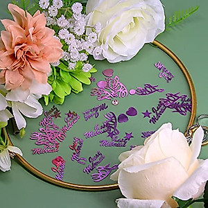 WenmthG 2.11 oz/ 60 g Purple Love Just Married Confetti, 800Pcs Wedding Table Confetti Decoration, Engagement Party Decorations, Glitter Confetti for Bridal Shower Wedding Bachelorette Party Couples