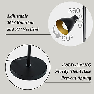 Depuley 3 Lights Tree Floor Lamp, Industrial LED Metal Reading Lamp, Skinny Floor Lamp,Farmhouse Black Standing Light for Living Room, Office, Adjustable Heads, Foot Switch, Bulb Included