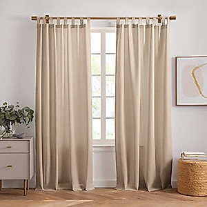 Elrene Home Fashions Rhodes Solid Indoor/Outdoor Window-Curtain Set, 2 Panels, 52 inches X 95 inches, Taupe